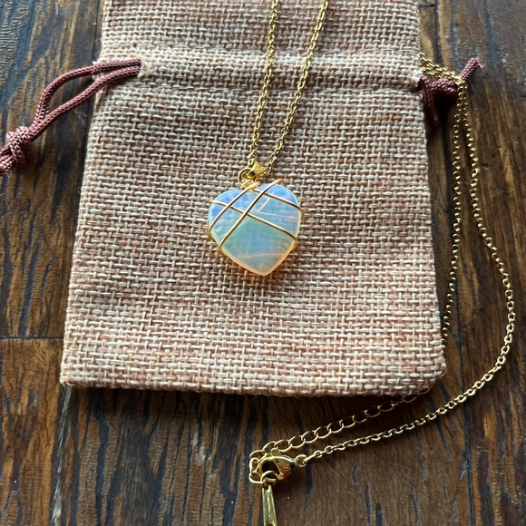 Hand Crafted | Jewelry | Brand New Wirewrapped Opalite Heart With Gold ...